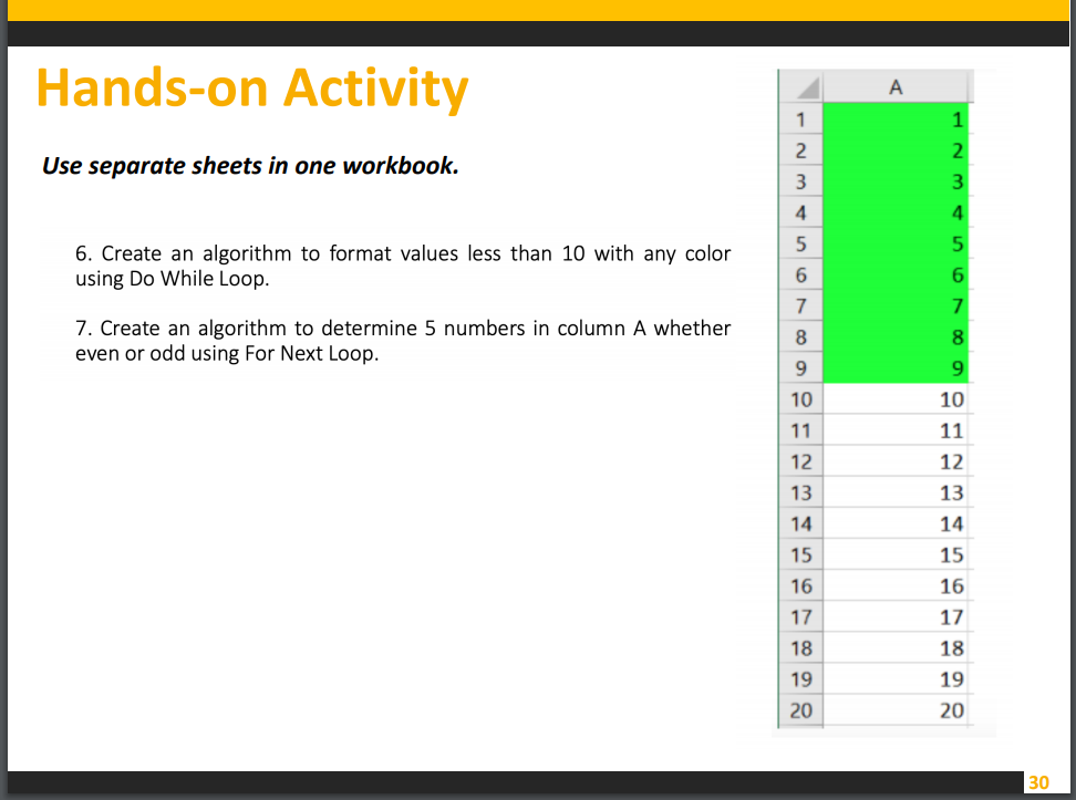 Solved Hands-on Activity А 1 1 2. Use separate sheets in one | Chegg.com