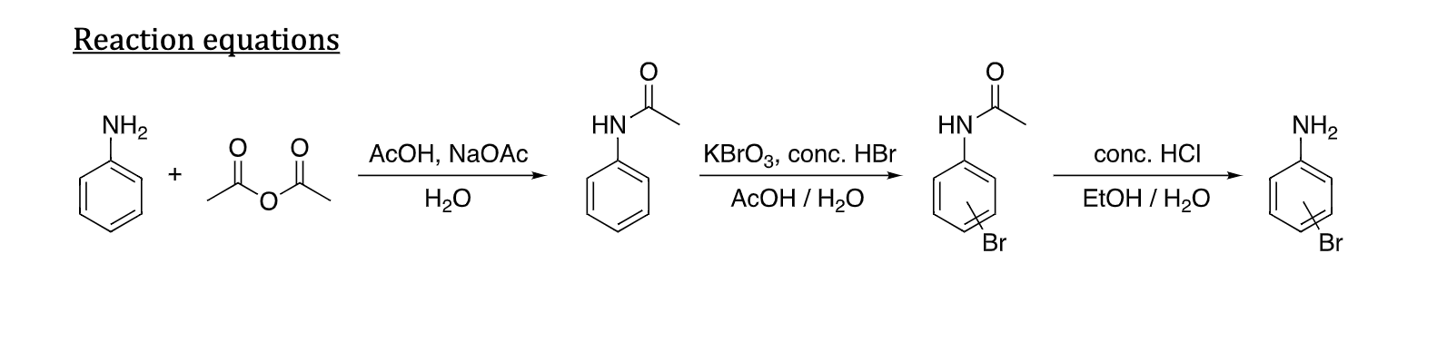 Solved Reaction equations NH2 HN། NH2 conc. HCI AcOH, NaOAc | Chegg.com