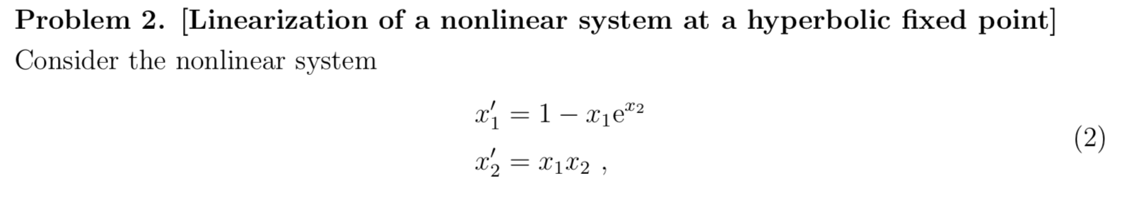 Solved Problem 2 [linearization Of A Nonlinear System At A