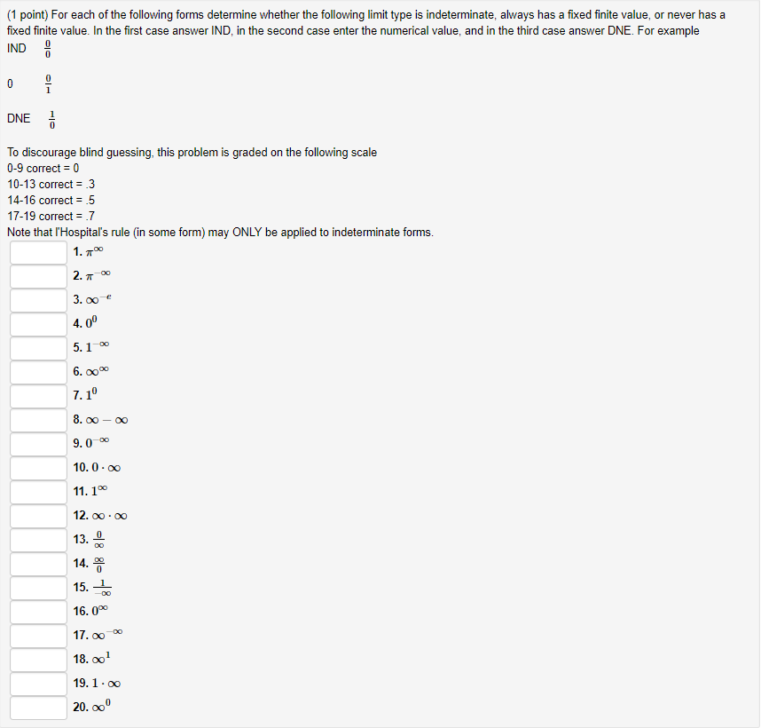 Solved (1 point) For each of the following forms determine | Chegg.com