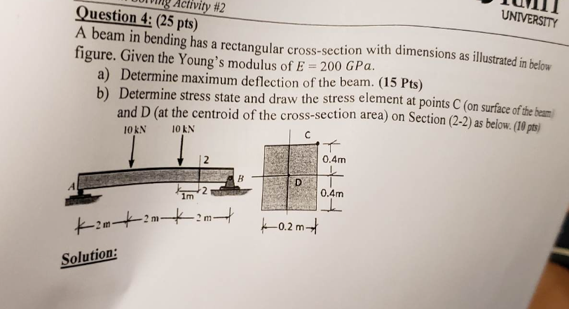Solved Question 4: (25 pts) A beam in bending has a | Chegg.com
