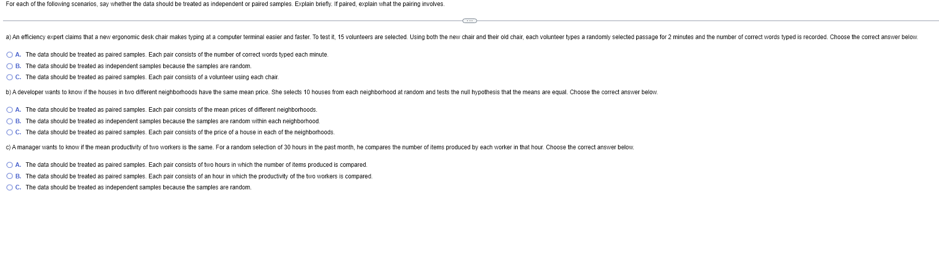 Solved For each of the following scenarios, say whether the | Chegg.com
