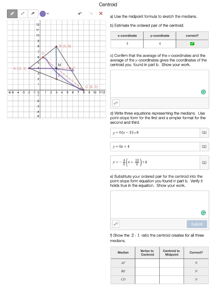 Solved Centroid X a) Use the midpoint formula to sketch the | Chegg.com