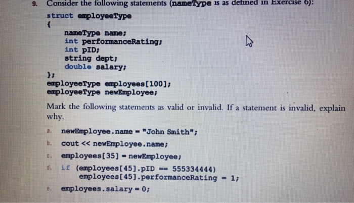 Solved Consider the following statements (nameType is as | Chegg.com