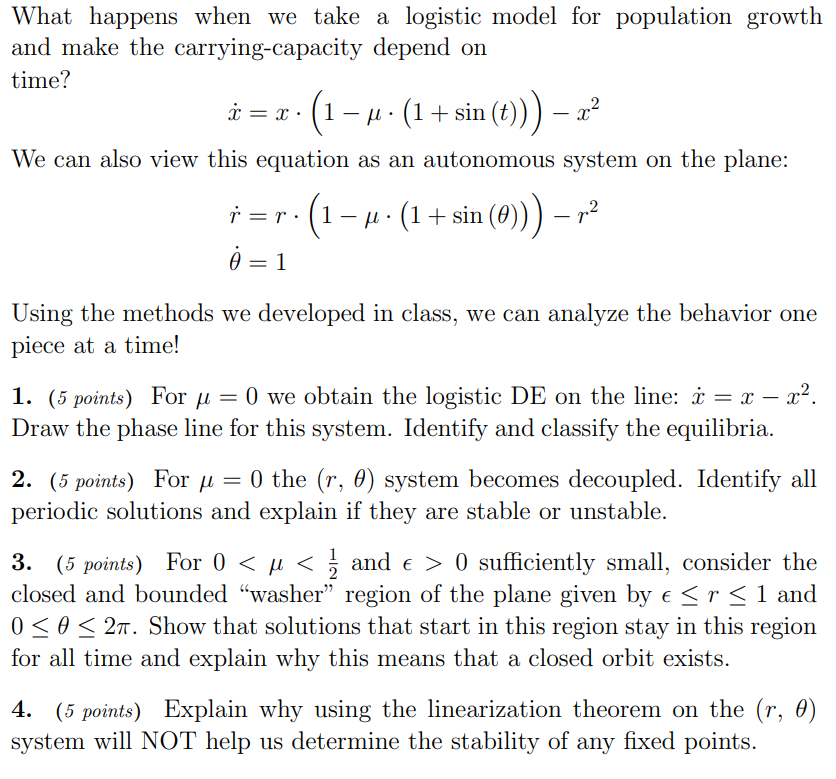 Solved What happens when we take a logistic model for | Chegg.com