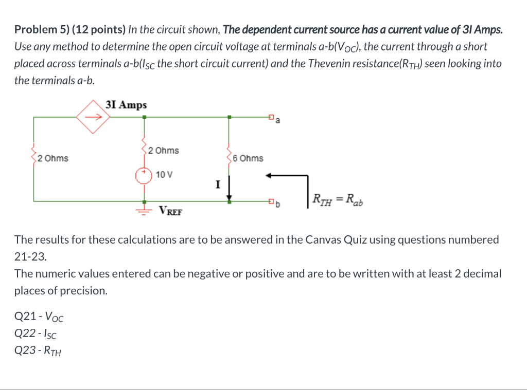 Solved Problem 5) (12 points) In the circuit shown, The | Chegg.com
