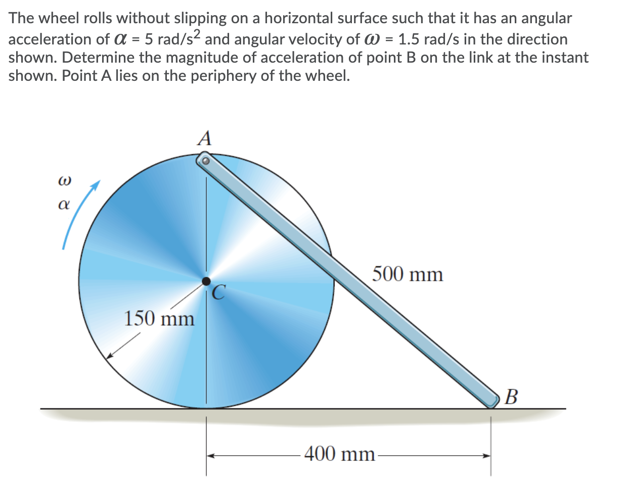 Solved The wheel rolls without slipping on a horizontal | Chegg.com