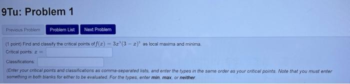 Solved 9Tu: Problem 1 Next Problem Previous Problem Probler | Chegg.com