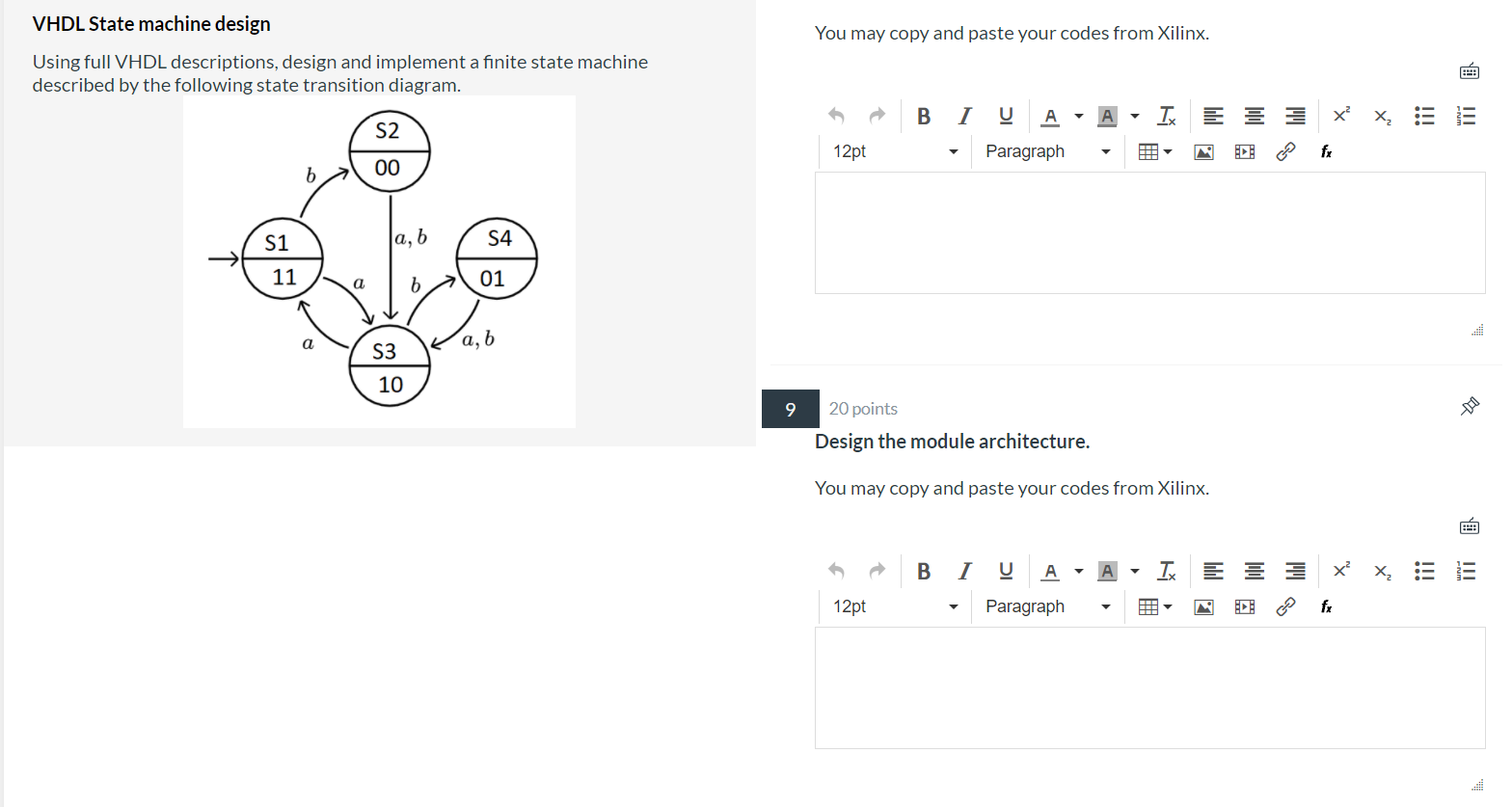 Solved VHDL State machine design You may copy and paste your | Chegg.com