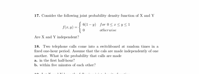 Solved 17. Consider the following joint probability density | Chegg.com