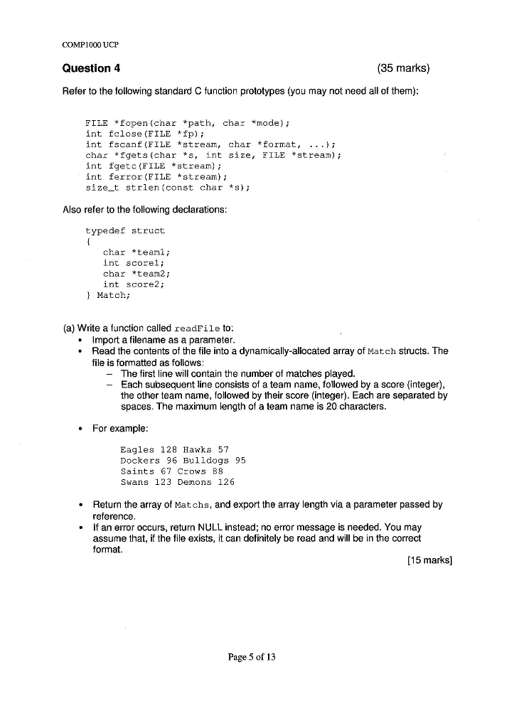 Solved COMP1000 UCP Question 4 (35 marks) Refer to the | Chegg.com
