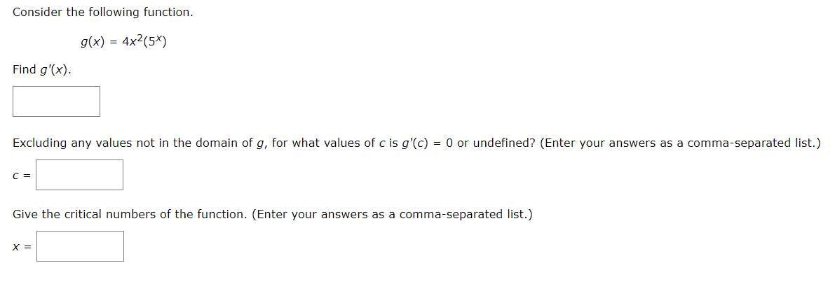 Solved Consider the following function. g(x)=4x2(5x) Find | Chegg.com