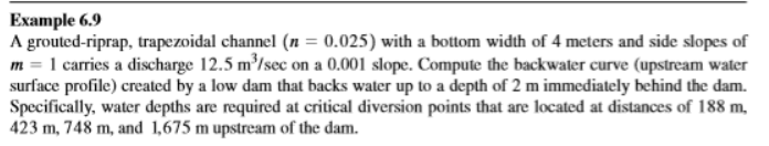 Solved Example 6.9 A grouted-riprap, trapezoidal channel (n | Chegg.com