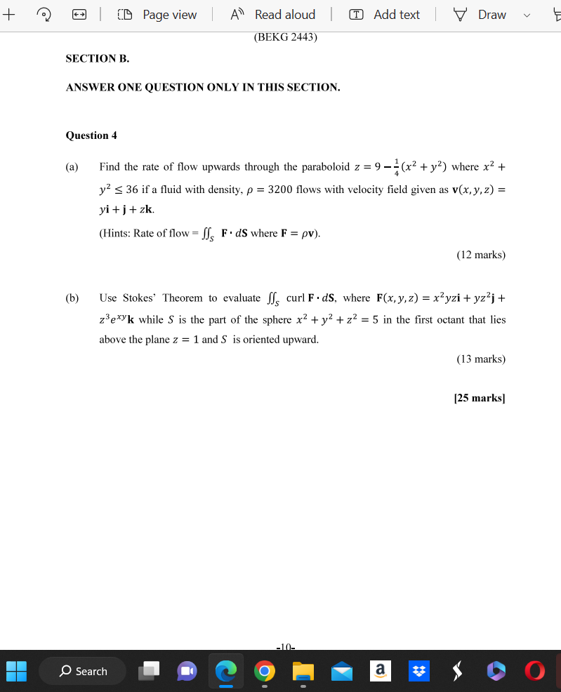 Solved Section B Answer One Question Only In This Section