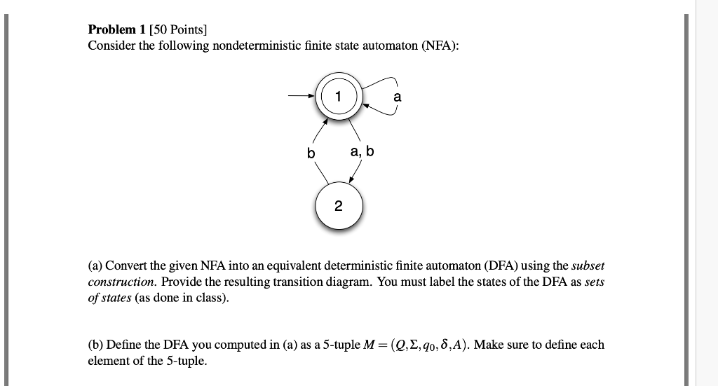 Solved Problem 1 [50 Points Consider the following | Chegg.com