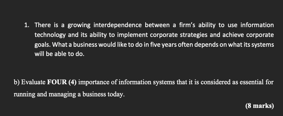 Solved 1. There is a growing interdependence between a | Chegg.com