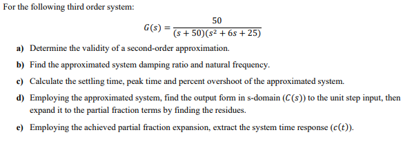 Solved For the following third order system: | Chegg.com