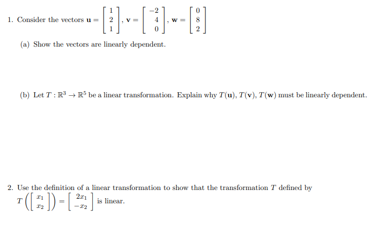 Solved 1. Consider the vectors u = = 4 [ 0 ] (a) Show the | Chegg.com