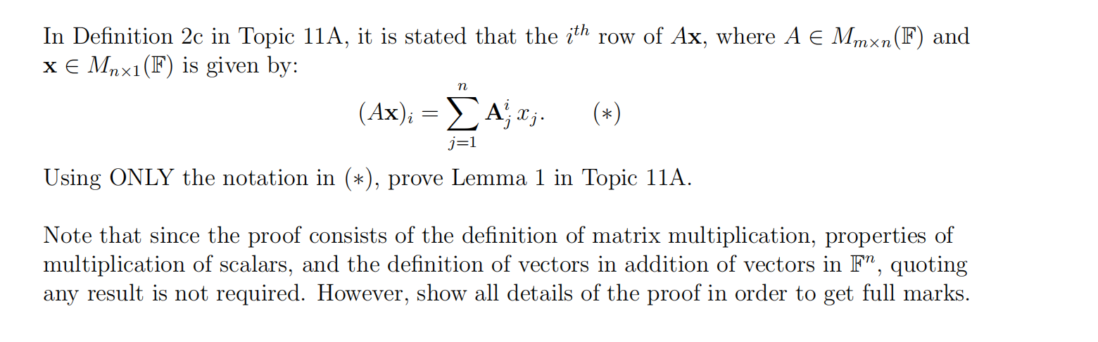 Solved In Definition 2c in Topic 11A, it is stated that the | Chegg.com