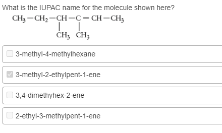 Solved What is the IUPAC name for the molecule shown | Chegg.com