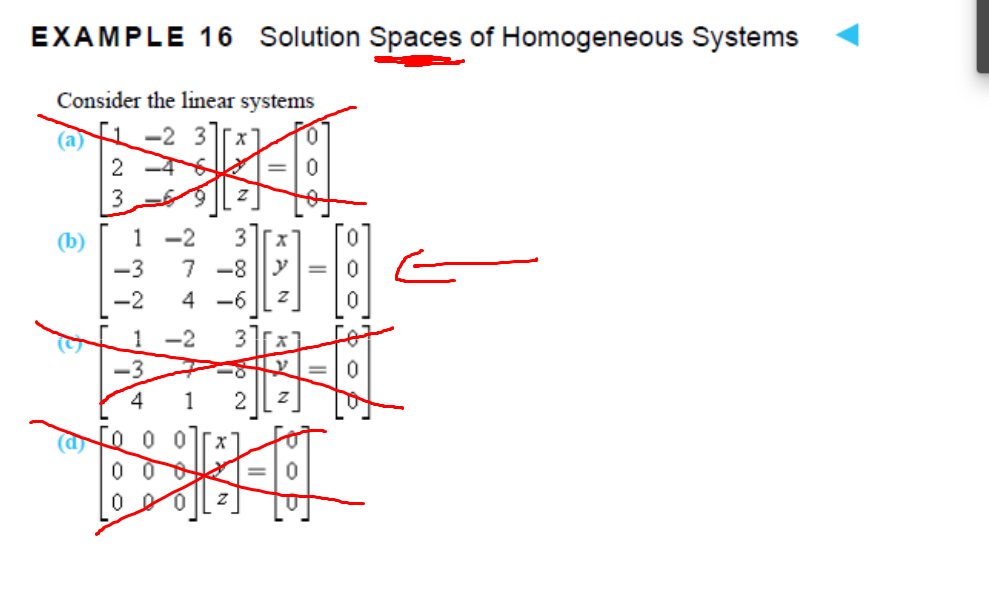 Solved EXAMPLE 16 Solution Spaces of Homogeneous Systems | Chegg.com