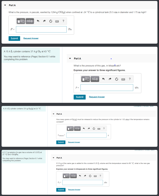 Solved Part A What is the pressure, in pascals, exerted by | Chegg.com