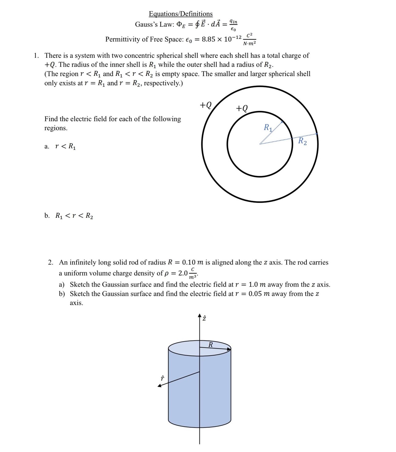 Solved Equations/DefinitionsGauss's Law: | Chegg.com
