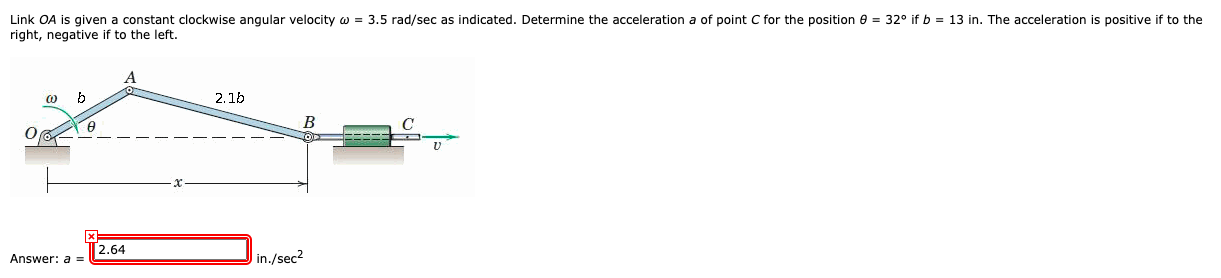 Solved Link OA is given a constant clockwise angular | Chegg.com
