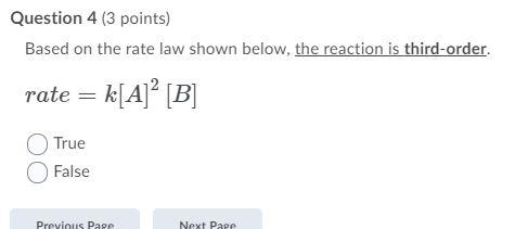 Solved Question 4 (3 points) Based on the rate law shown | Chegg.com