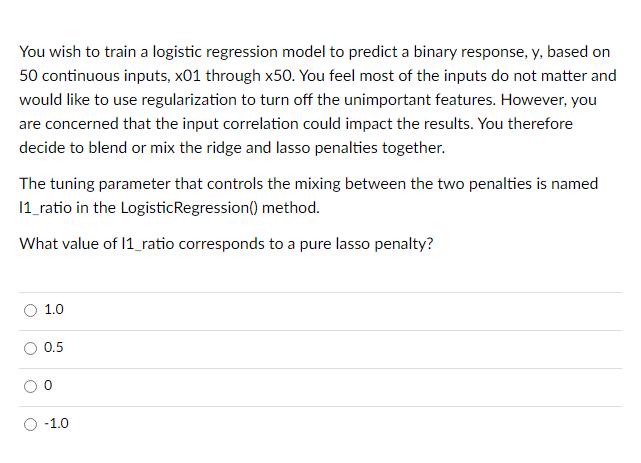Solved You wish to train a logistic regression model to | Chegg.com