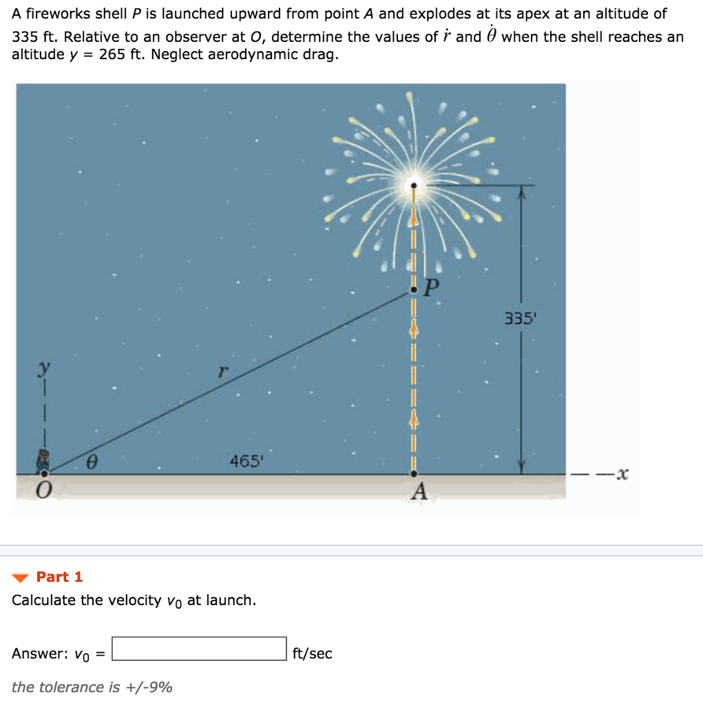 Solved A fireworks shell P is launched upward from point A | Chegg.com