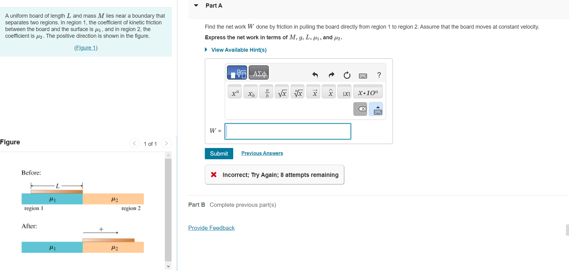 Solved A uniform board of length L and mass M lies near a | Chegg.com