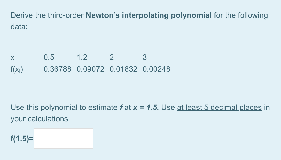 Solved Derive the third-order Newton's interpolating | Chegg.com