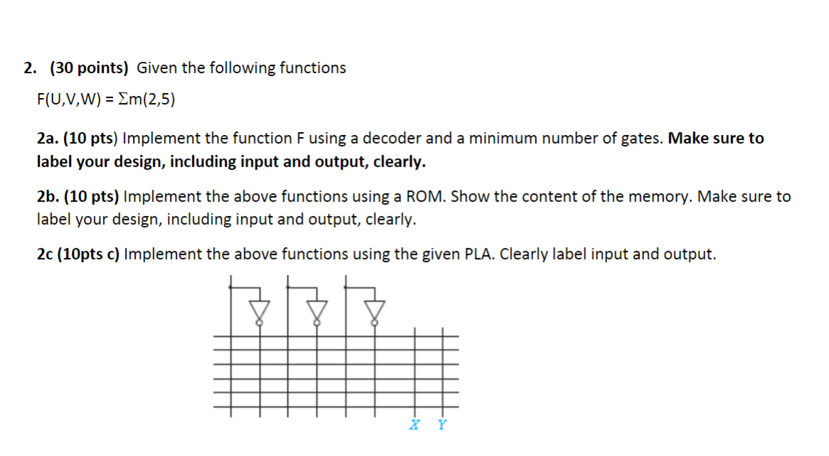 Solved 2. (30 points) Given the following functions | Chegg.com