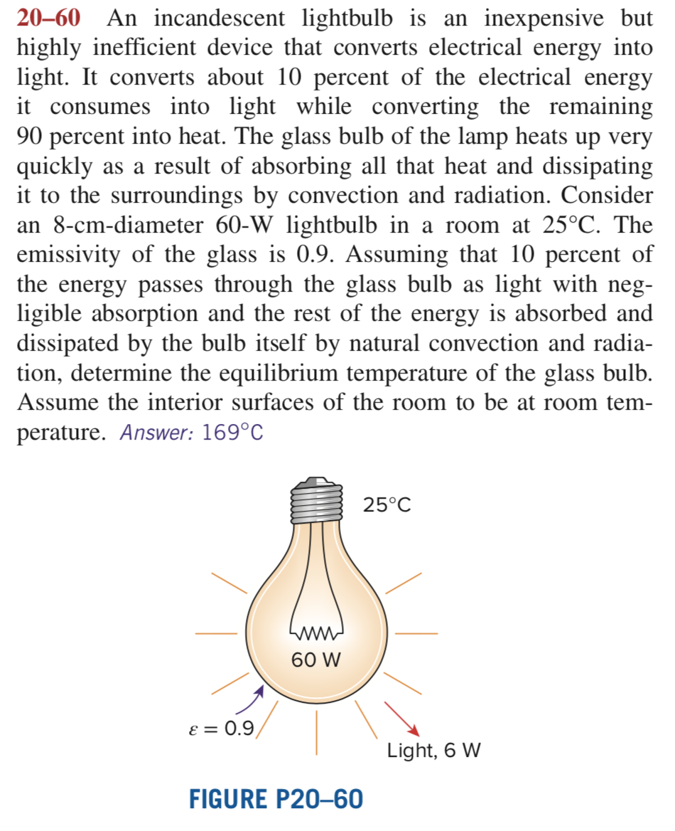 Solved 20-60 An incandescent lightbulb is an inexpensive but | Chegg.com