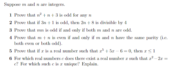 Solved Suppose m and n are integers. 1 Prove that n2+n+3 is | Chegg.com