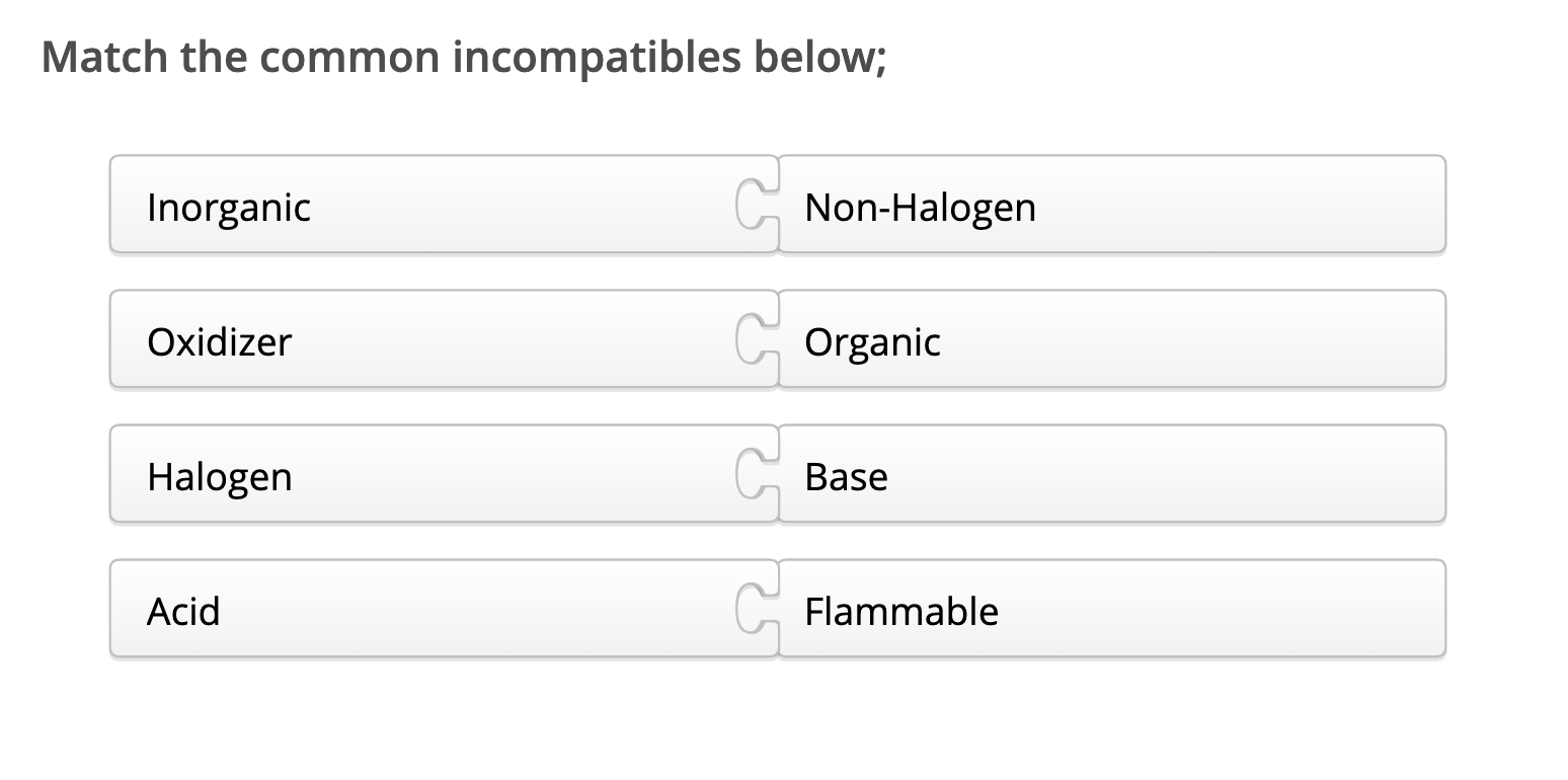 Solved Match the common incompatibles below; Inorganic | Chegg.com