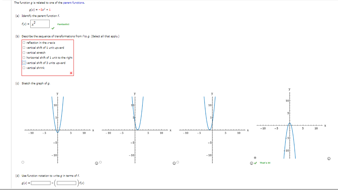 Solved (b)Describe the sequence of transformations from f to | Chegg.com