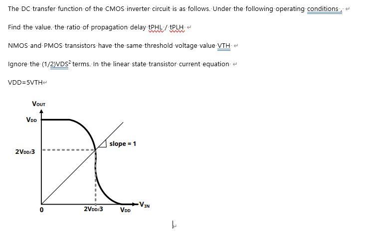 Solved The DC-transfer function of the CMOS inverter circuit | Chegg.com