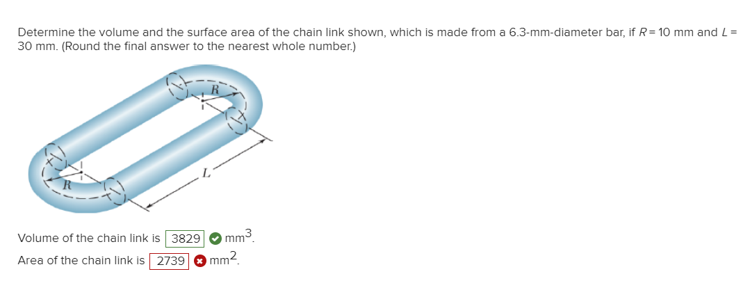 Solved Determine the volume and the surface area of the | Chegg.com