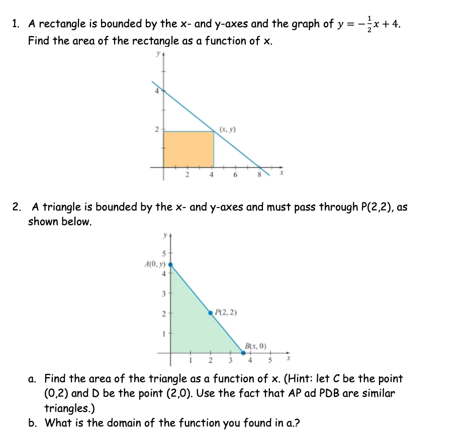 Solved 1. A rectangle is bounded by the x - and y-axes and | Chegg.com