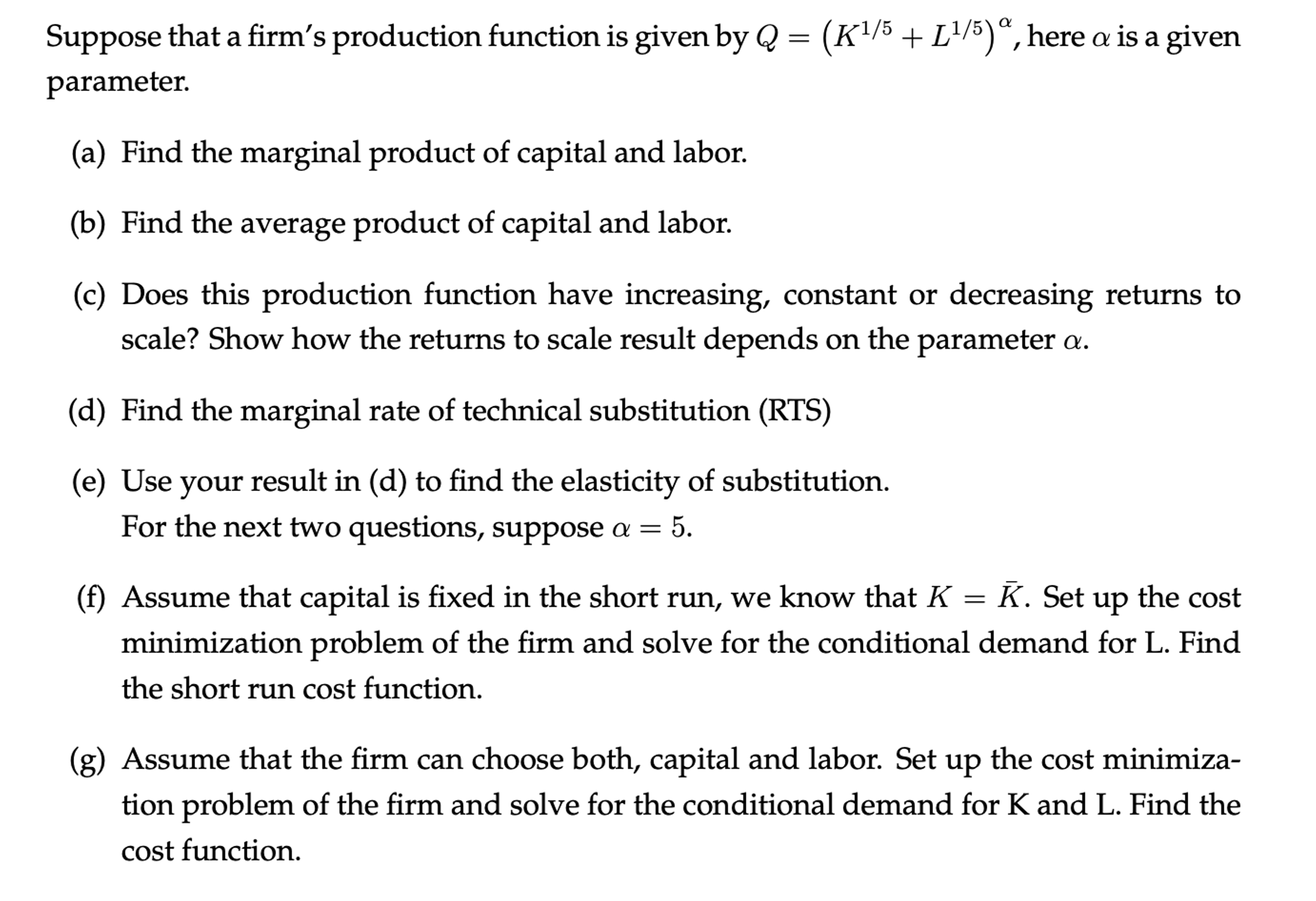Solved Suppose that a firm’s production function is given by | Chegg.com