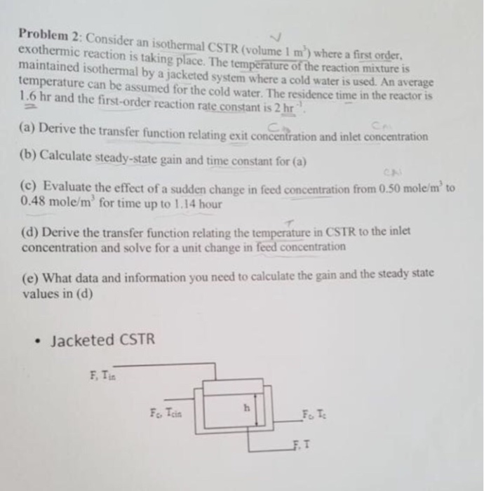 Solved Using the following and similar procedures for CSTR, | Chegg.com
