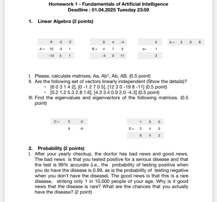 Homework 1 - ﻿Fundamentals of Artificial Intelligence | Chegg.com