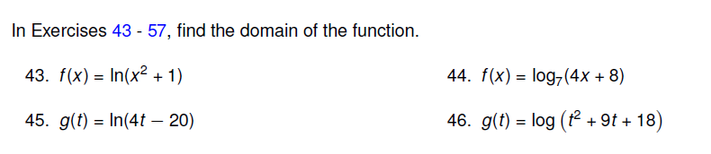 Solved In Exercises 43−57, find the domain of the function. | Chegg.com