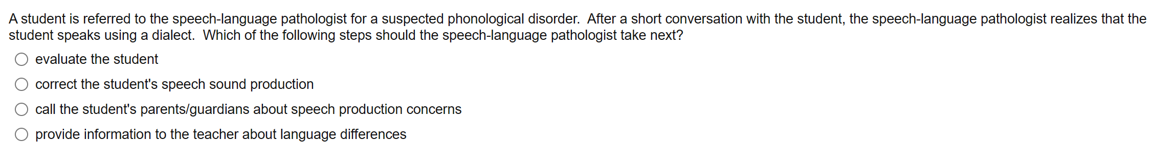 Solved A student is referred to the speech-language | Chegg.com