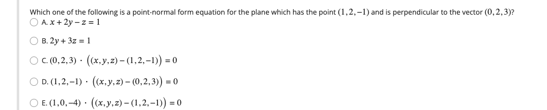 Solved Which one of the following is a point-normal form | Chegg.com