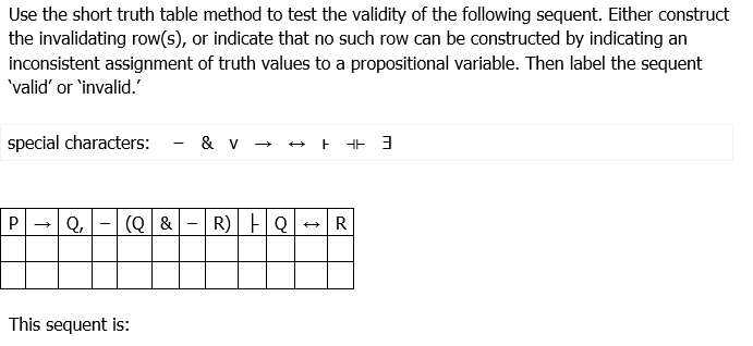 Solved Use the short truth table method to test the validity | Chegg.com