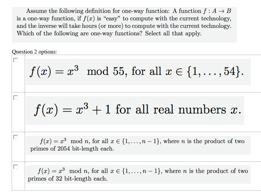 Solved Assume the following definition for one-way function: | Chegg.com
