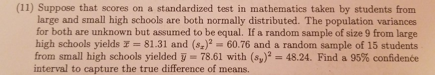 Solved (11) Suppose that scores on a standardized test in | Chegg.com